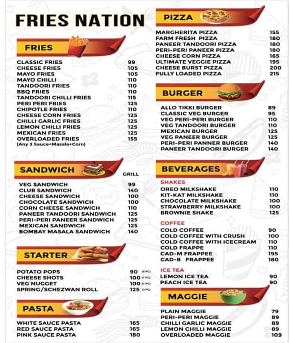Menu of Fries Nation, Wakad, Pune