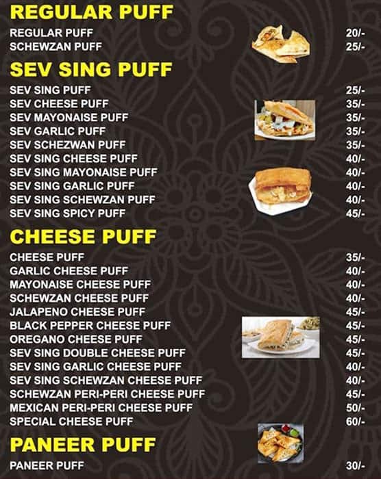 Menu of Puff Palace Cafe, Mani Nagar, Ahmedabad