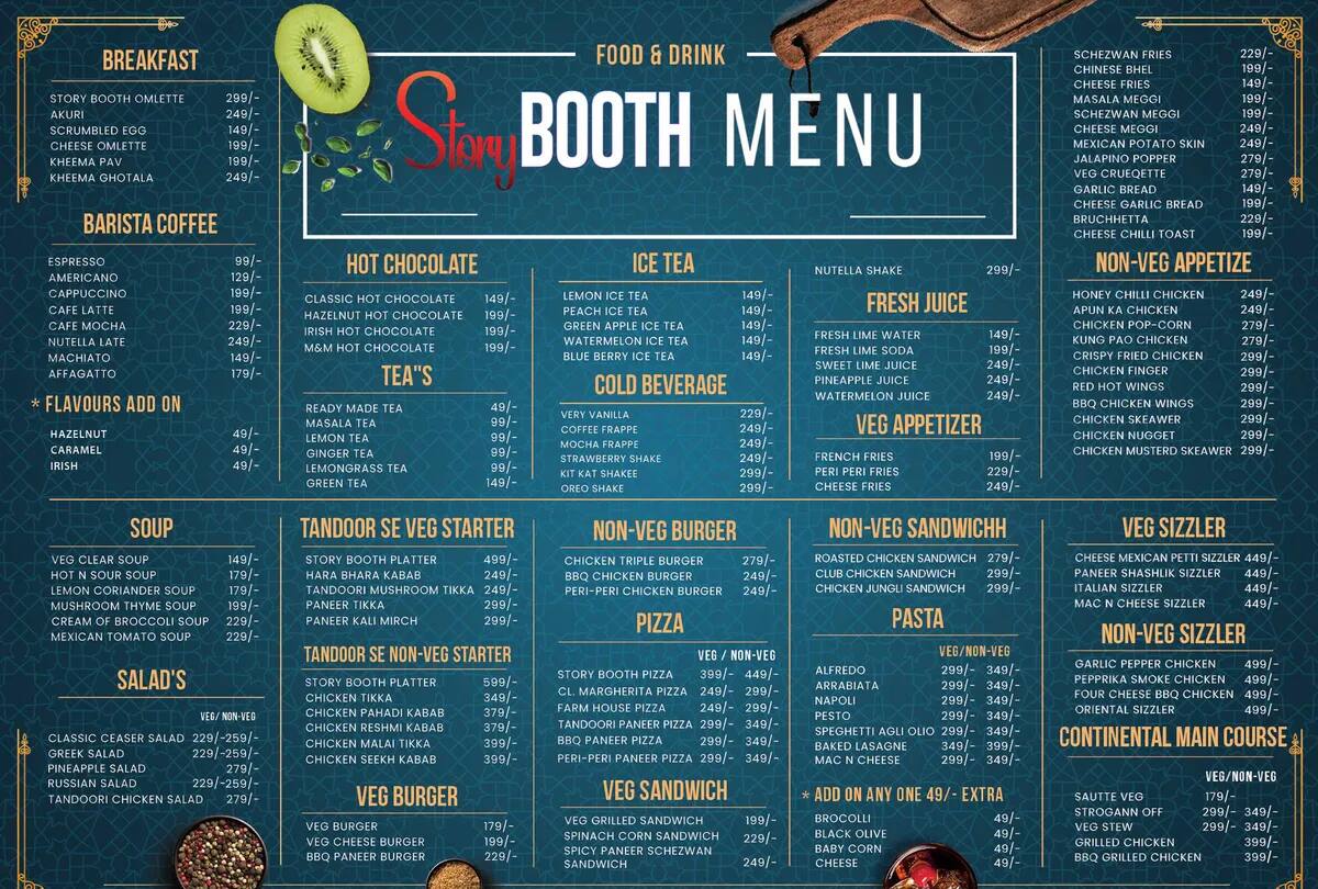 Menu of Story Booth, Oshiwara, Andheri West, Mumbai