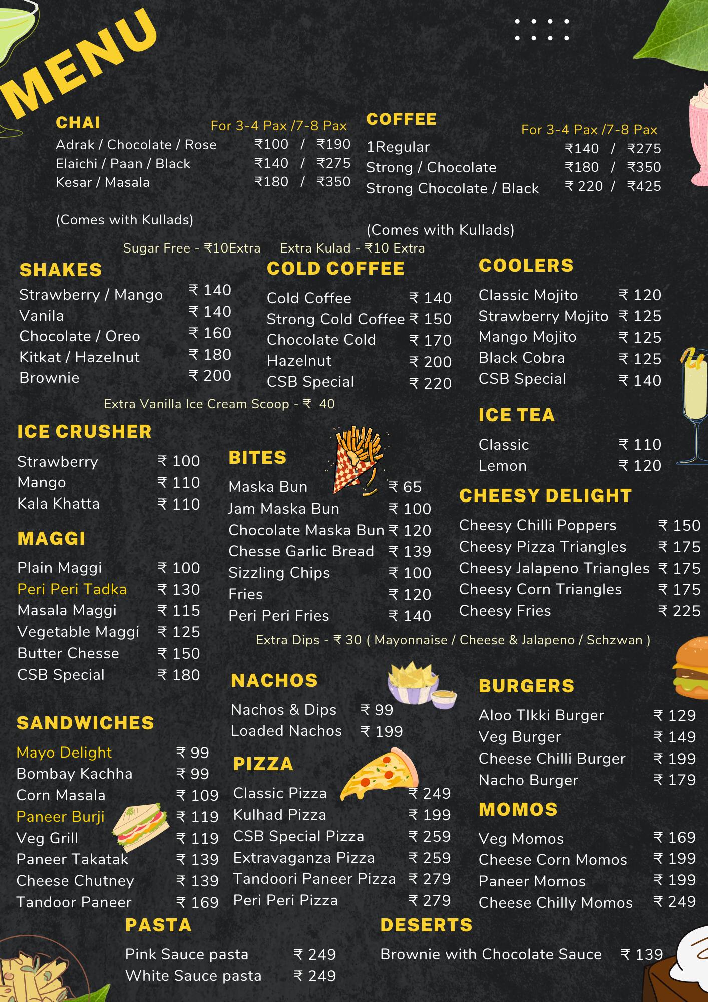 Menu of Chai Sutta Bar, Ghatkopar East, Mumbai