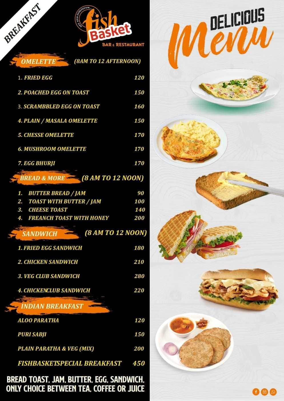 Menu of Fish Basket, Candolim, Goa