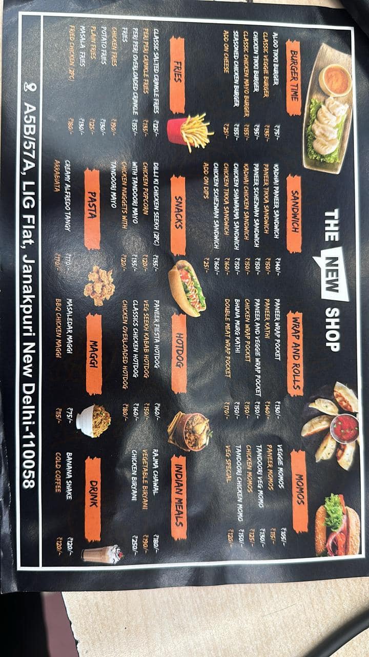 Menu of Dream Cafe, Janakpuri, New Delhi