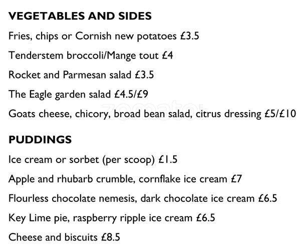 Menu at The Eagle pub & bar, Birmingham, 189 Mary St