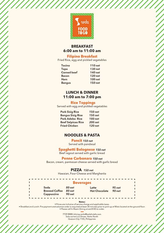 Menu at Misto At Seda BGC restaurant, Taguig