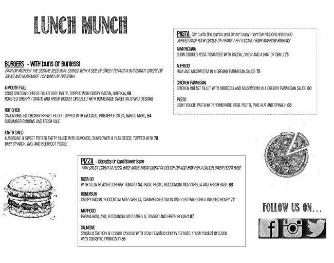 Menu at Table Thirteen restaurant, Cape Town, Prestwich Street