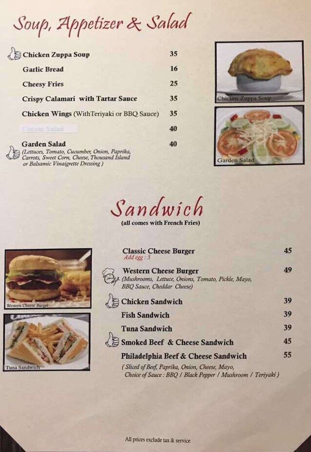 Carta del restaurante Uncle Jim’s, Tangerang