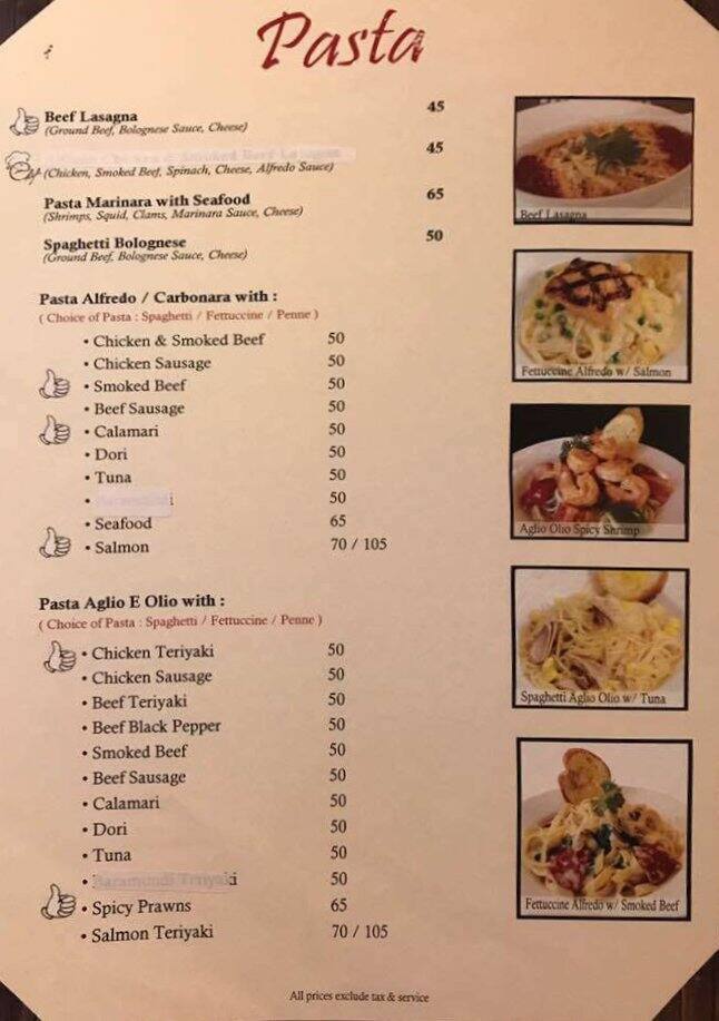Carta del restaurante Uncle Jim’s, Tangerang