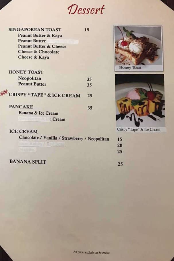 Carta del restaurante Uncle Jim’s, Tangerang