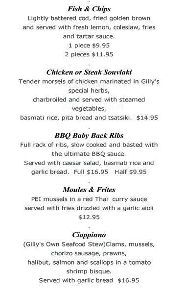 Menu at Gillnetter Pub, Port Coquitlam, Argue St