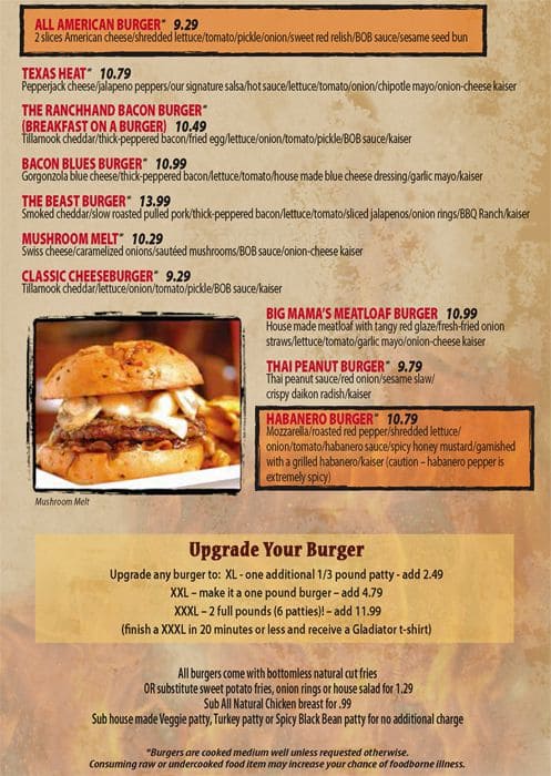 Menu at Blazing Onion restaurant, Gig Harbor, Point Fosdick Dr
