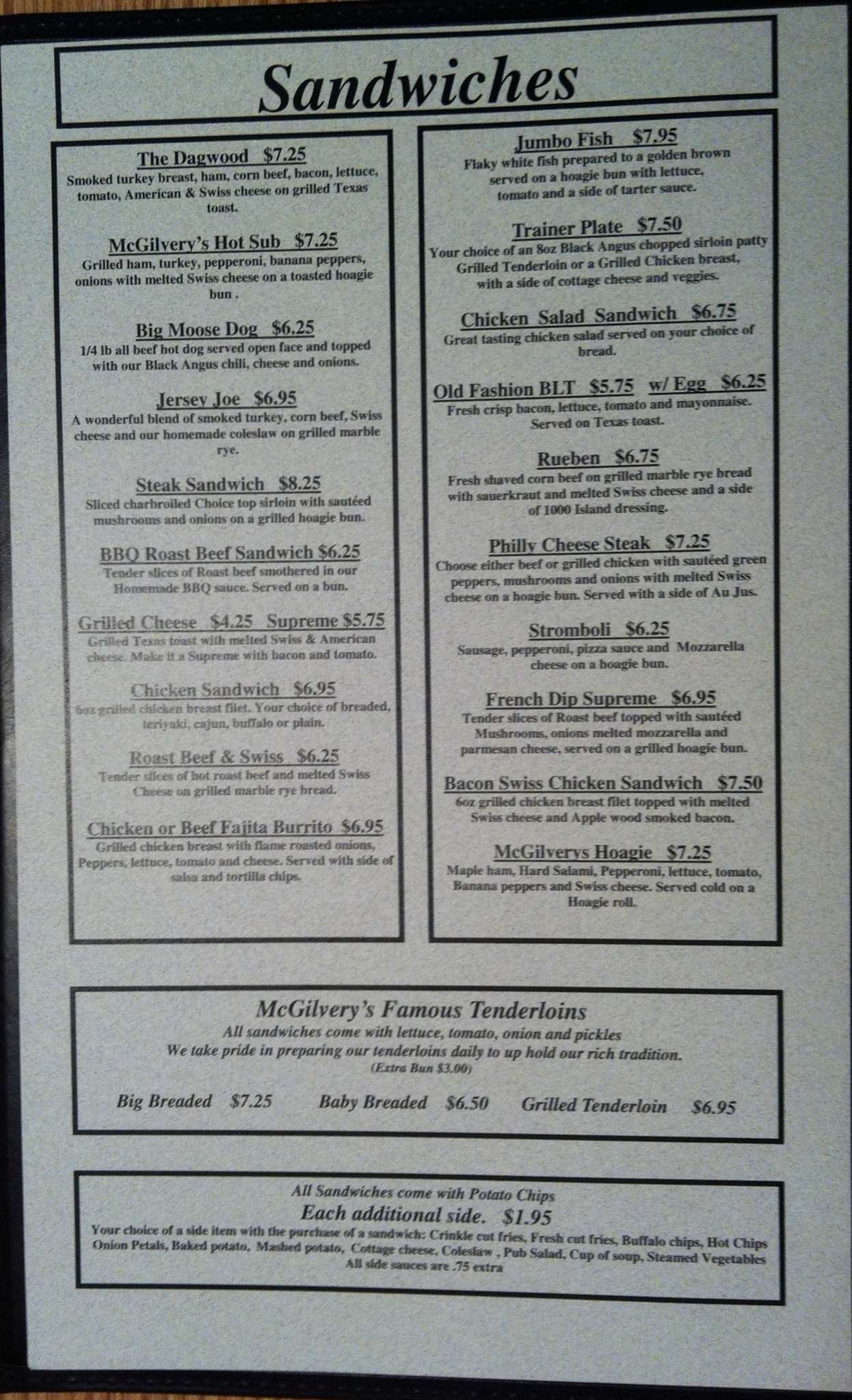 Menu at McGilvery's Speedway pub & bar, Indianapolis, N High School Rd