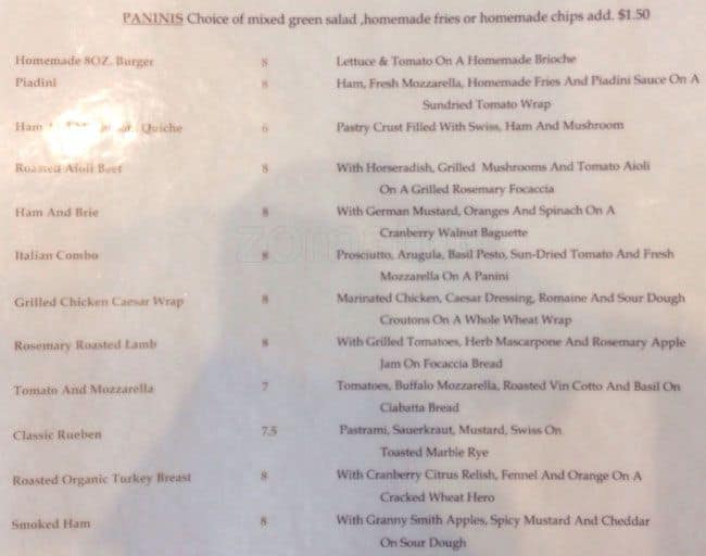 Menu at Panepinto Bakery, New York City