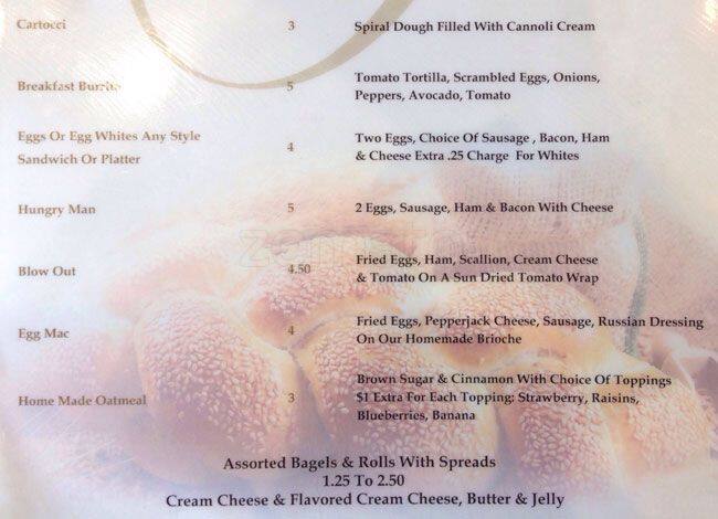 Menu at Panepinto Bakery, New York City