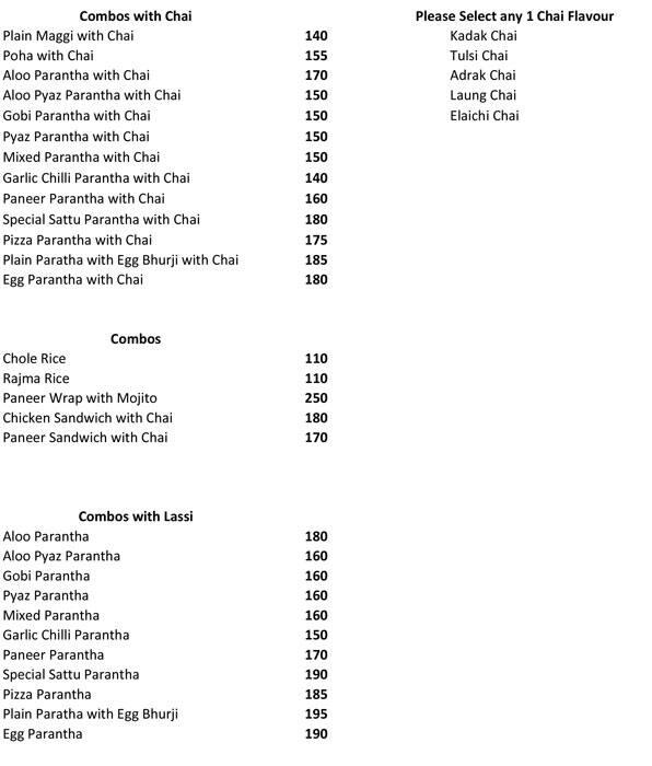 Menu at Pizza Story, New Delhi