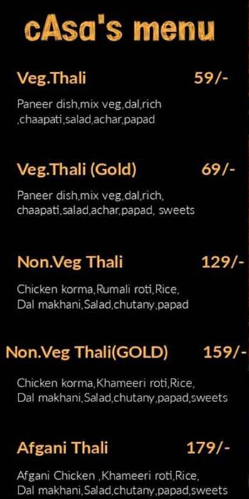 Menu of Casa's Food, Indirapuram, Ghaziabad