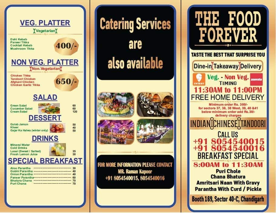 Menu of The Food Forever, Sector 40, Chandigarh