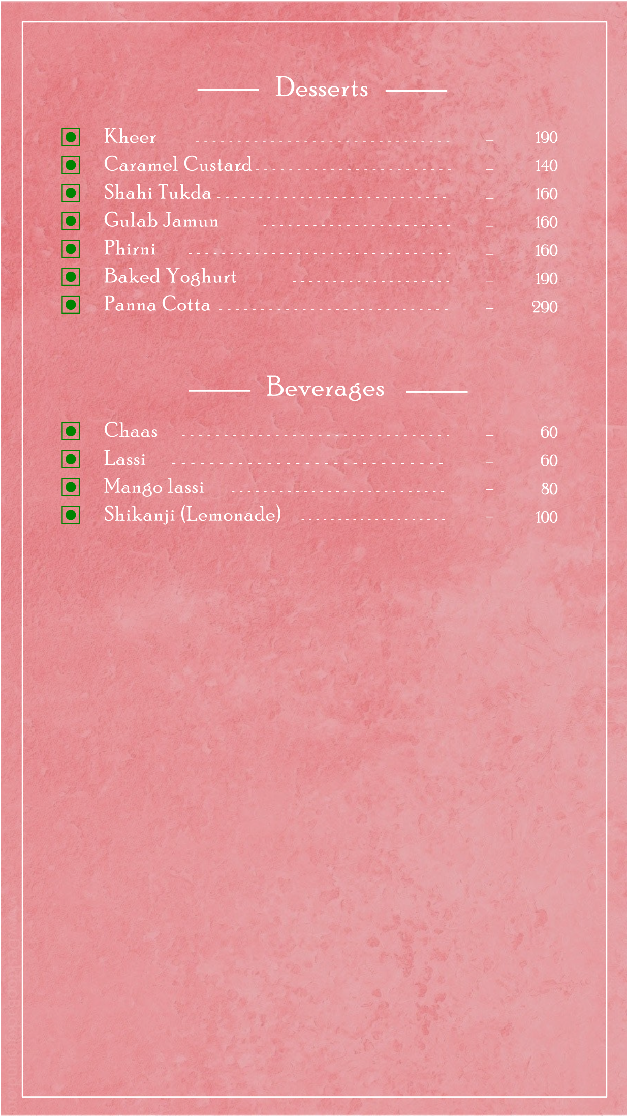 Menu of Sirka, Andheri Lokhandwala, Andheri West, Mumbai