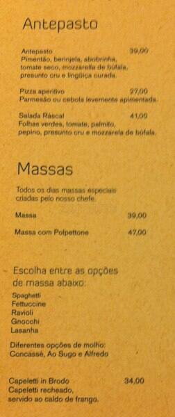 Menu em Ráscal pizzaria, Rio de Janeiro, Rio Sul Center
