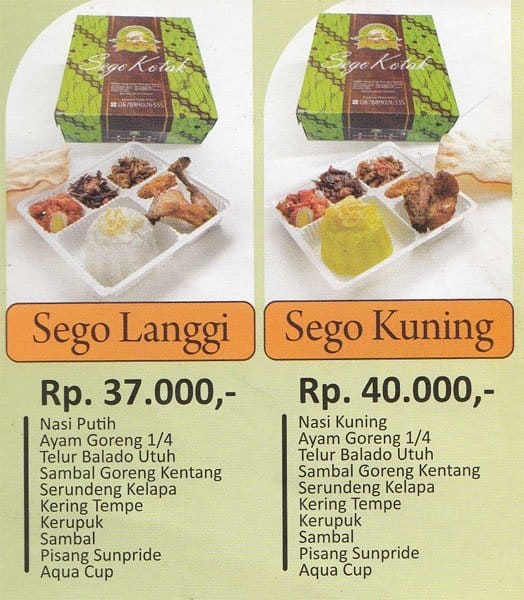 Menu at Sego Pecel Bu Broto Blok M restaurant, South Jakarta, QQ4X+82F