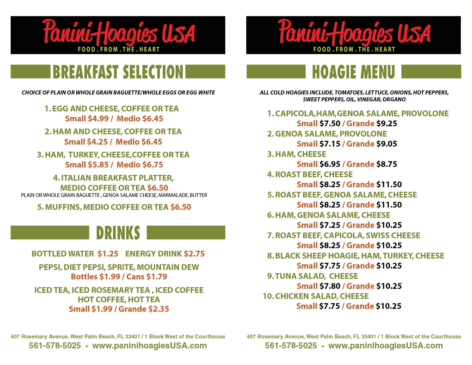 Panini Hoagies Usa Menu, Menu for Panini Hoagies Usa, West Palm Beach ...