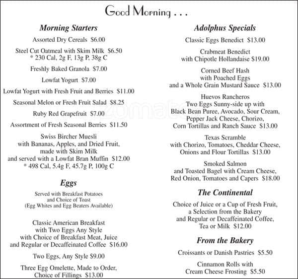 Menu at Rodeo Bar, Dallas