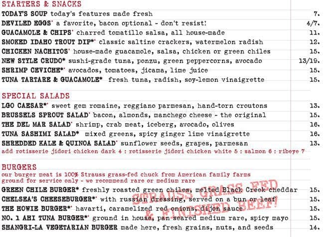 Menu at Chelsea's Kitchen restaurant, Phoenix, N 40th St