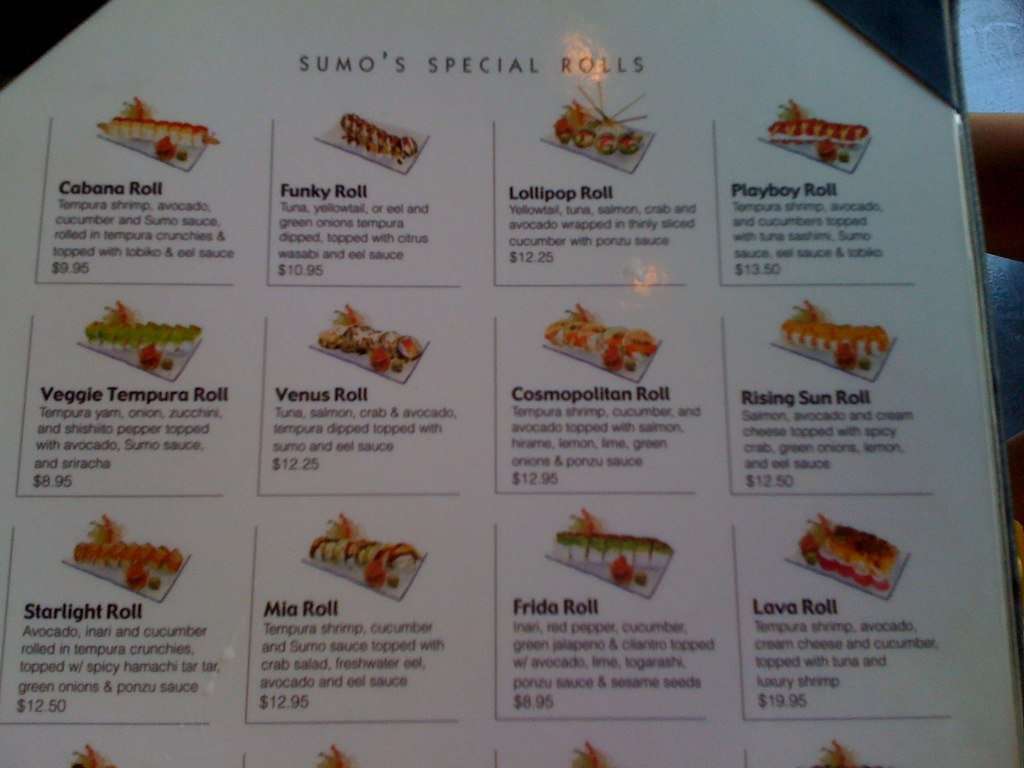 Carta del restaurante Happy Sumo, Salt Lake City, 153 S Rio Grande St