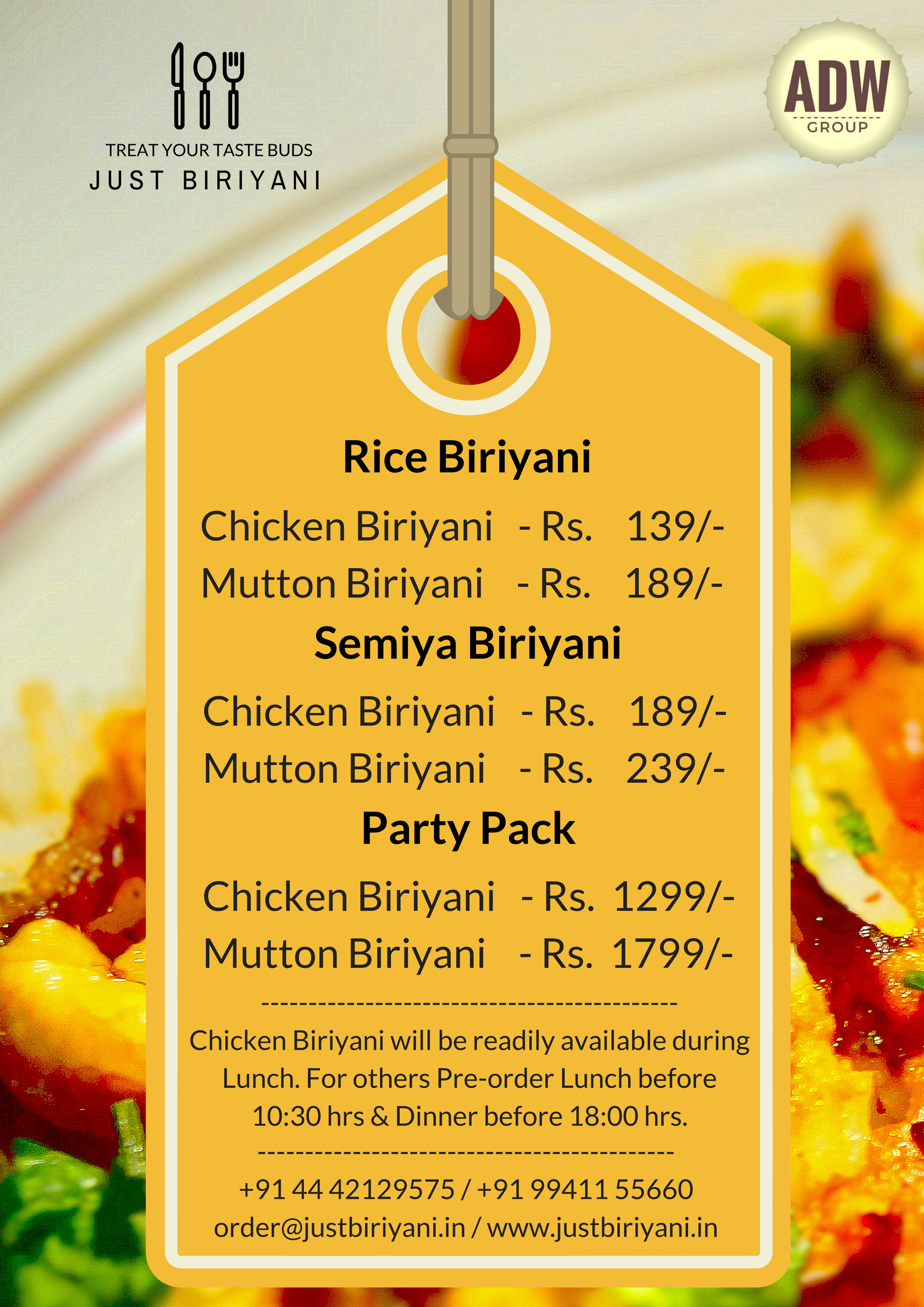 Just Biriyani Menu, Menu for Just Biriyani, Purasavakkam, Chennai - Zomato