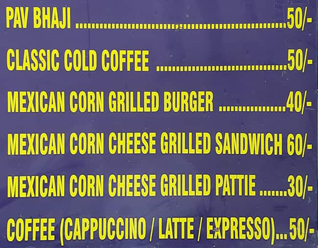 Menu of Coffee Full Day, Sector 34, Chandigarh