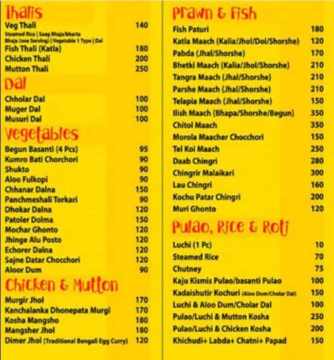 Menu of Bong 360, Thuraipakkam, Chennai