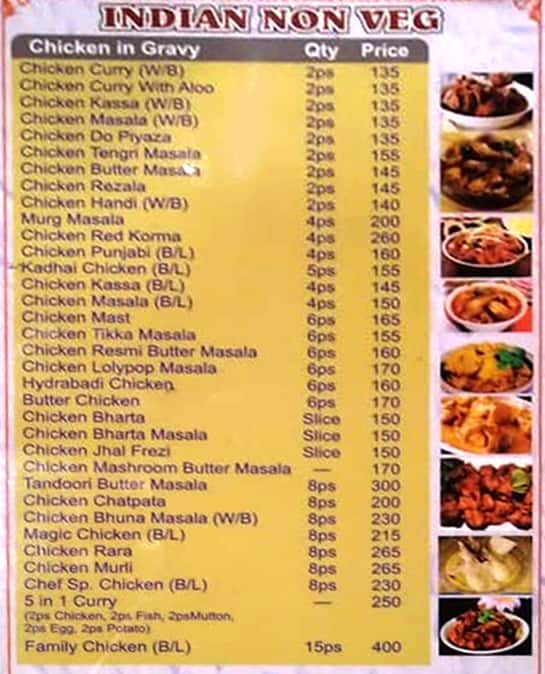 Menu of Blue Heaven, Andul Road, Howrah
