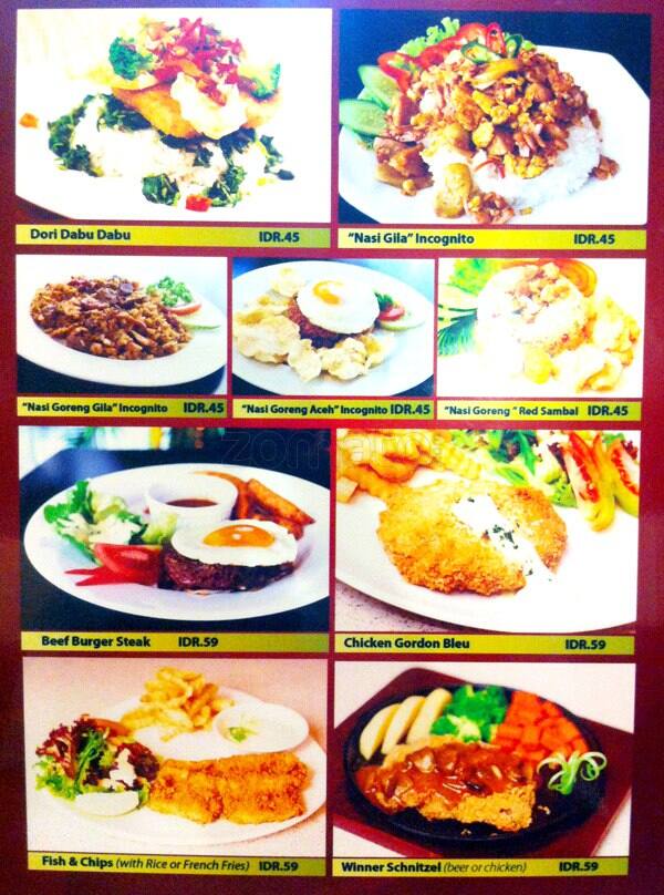 Menu at Incognito restaurant, Jakarta, Emporium Pluit Mall