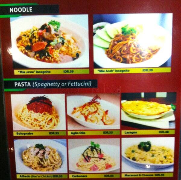 Menu at Incognito restaurant, Jakarta, Emporium Pluit Mall