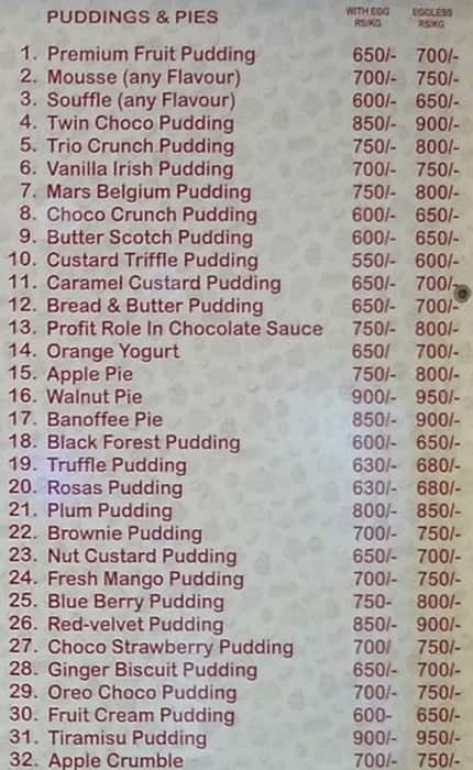 Menu at Donald's pastry shop, Ghaziabad, Gandhi Nagar