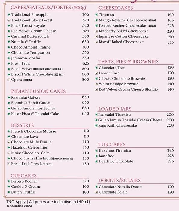 Menu of Baker's Basket, Wanowrie, Pune
