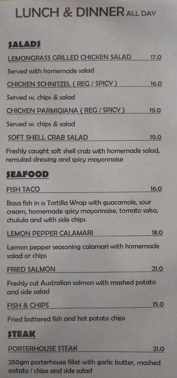 Menu at Le Cirque cafe, Docklands, 27 Star Cres