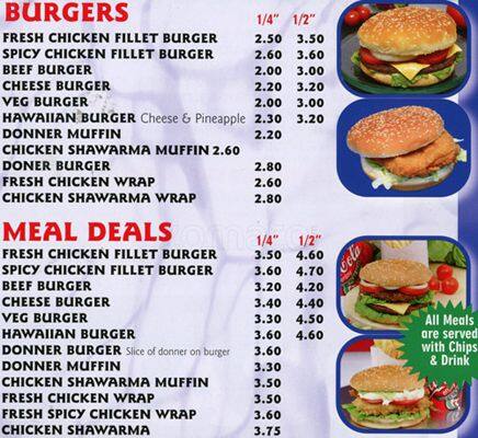 Menu at Cheetham Star restaurant, Manchester