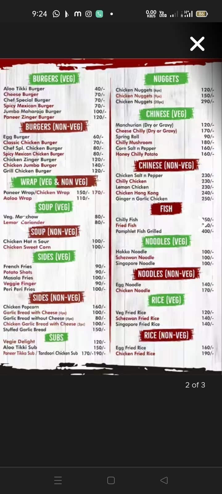 Menu of The Tasty Bites, Jalandhar Cantt, Jalandhar