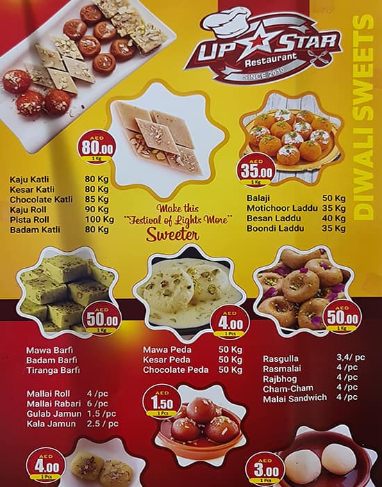 Menu of Up Star Restaurant, Jafza, Dubai