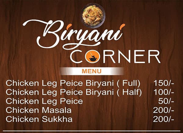 Menu of Biryani Corner, Airoli, Navi Mumbai