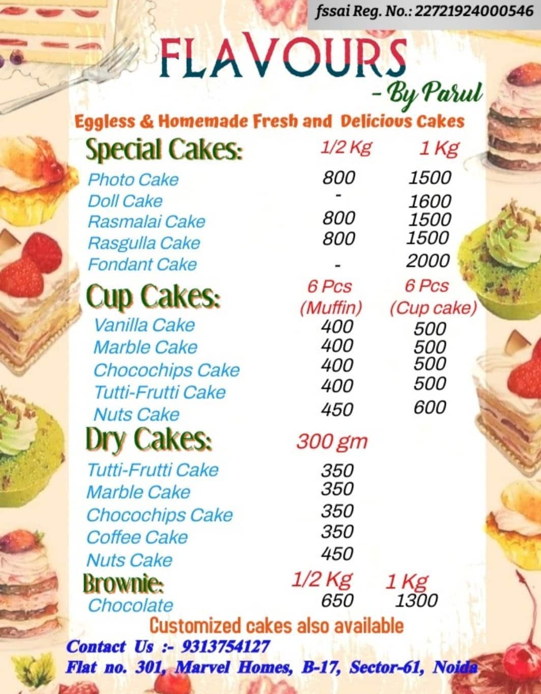 Menu of Flavours By Parul, Sector 61, Noida