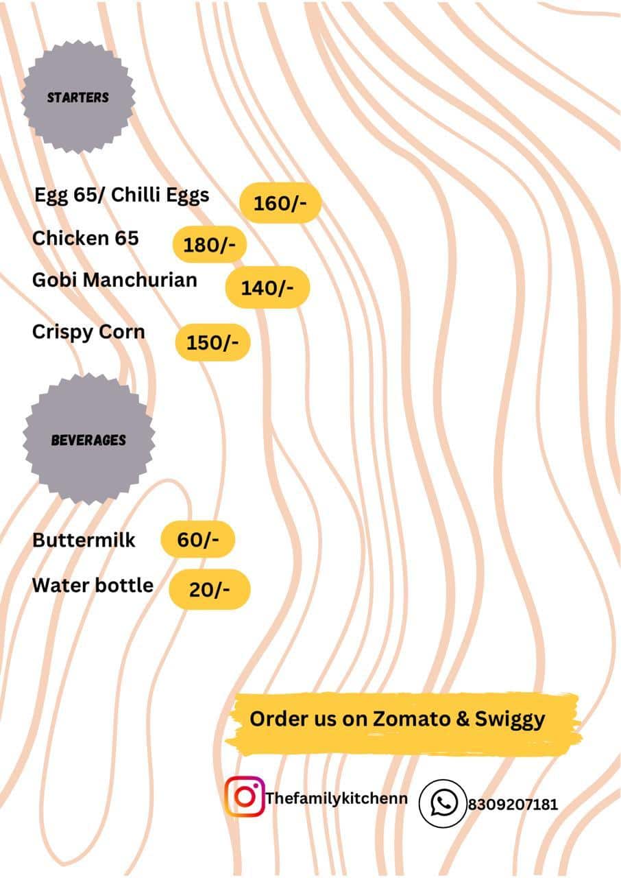 Menu of The Family Kitchen, Kothapet, Hyderabad