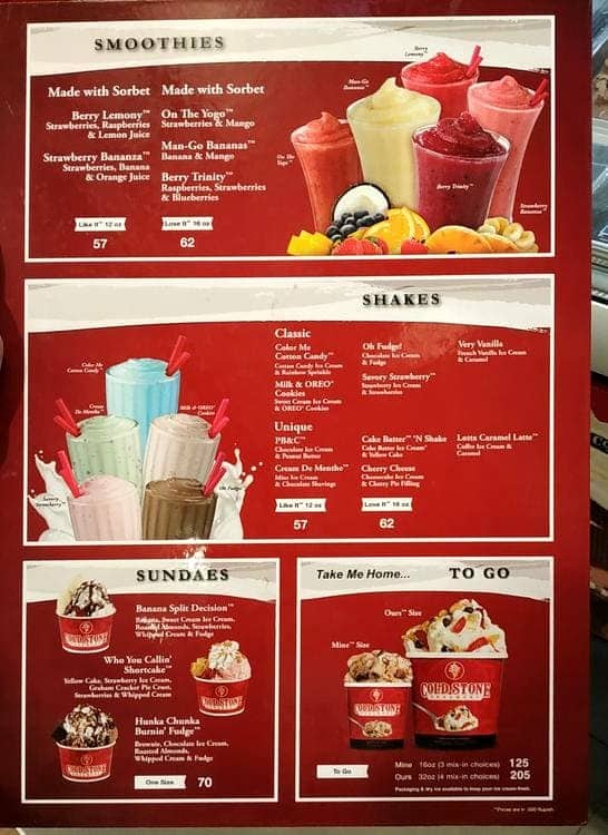 Menu at Cold Stone Creamery desserts, Central Jakarta, fX Lifestyle X'nter