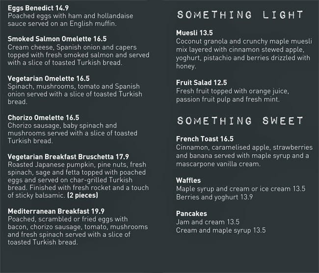 Menu at Mediterranean Cafe Ristorante, Glenelg South