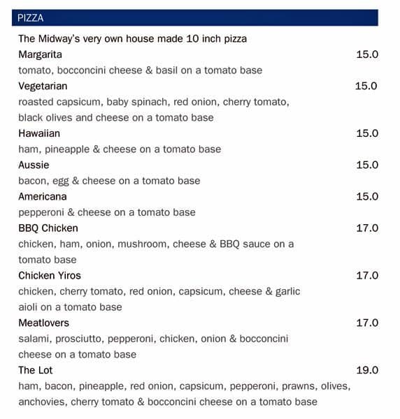 Menu at midway tavern restaurant, Rosewater