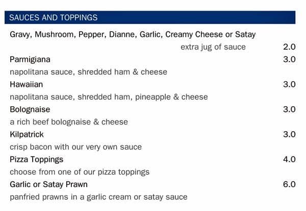 Menu at Midway Tavern restaurant, Elizabeth Downs