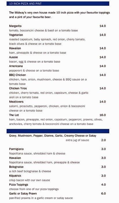 Menu at midway tavern restaurant, Rosewater
