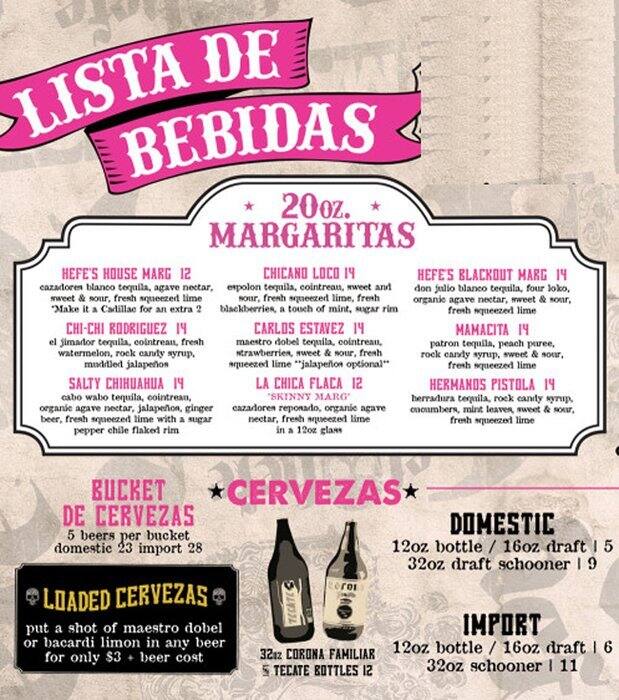 Menu at El Hefe pub & bar, Chicago
