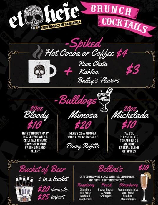 Menu at El Hefe pub & bar, Chicago