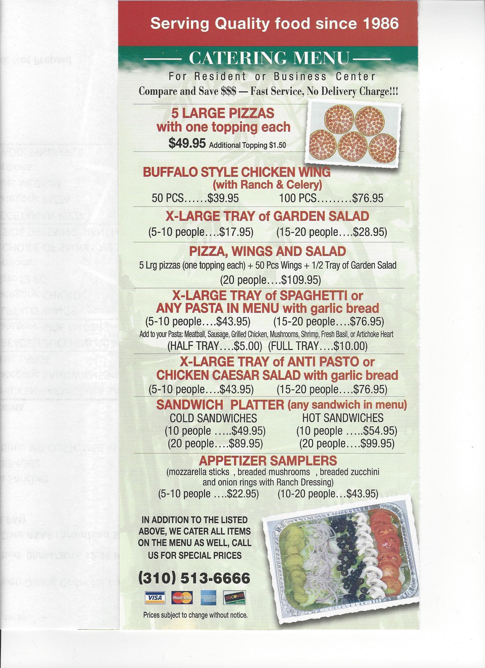 Menu at Bambino's Pizza pizzeria, Carson